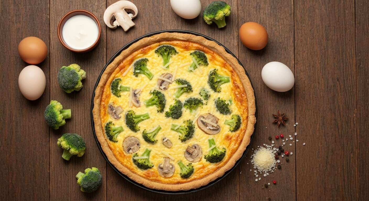 Quiche délice brocolis, champignons et parmesan : une recette irrésistible